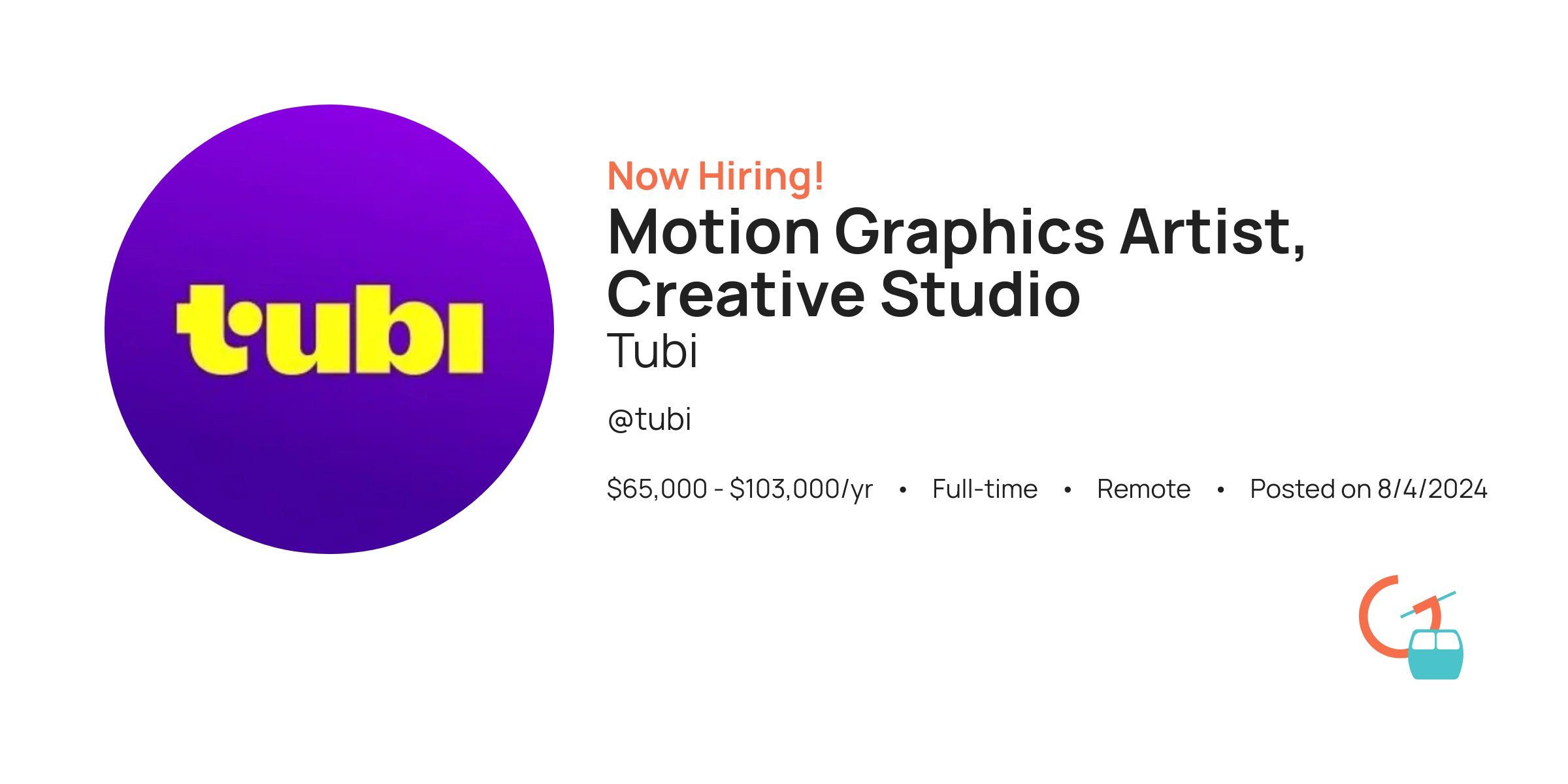 Motion Graphics Artist, Creative Studio at Tubi | Gondola